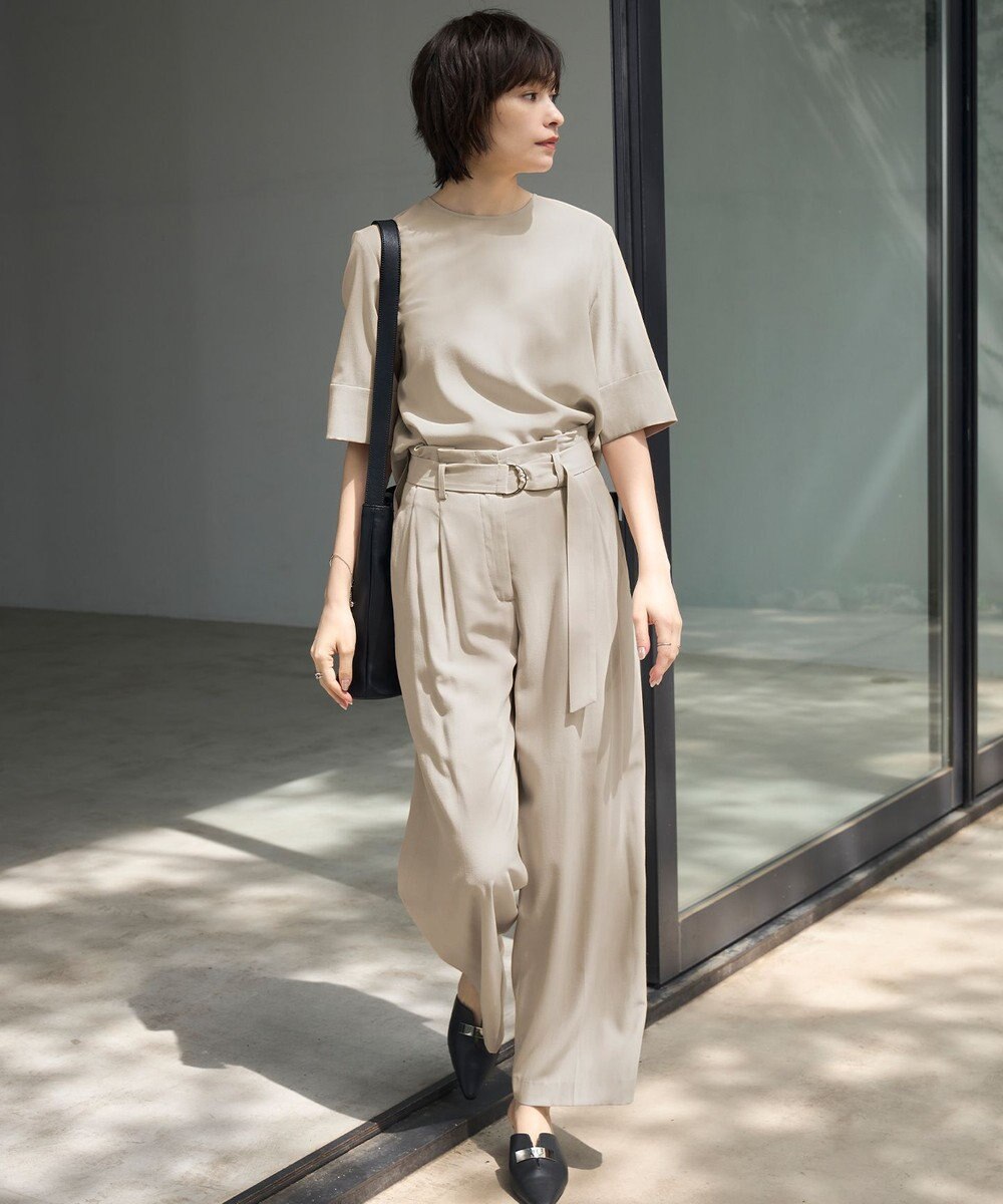 【接触冷感・UVカット・洗える】 T/Rドライリネン ワイドストレートパンツ / ICB | ファッション通販 【公式通販】オンワード・クローゼット