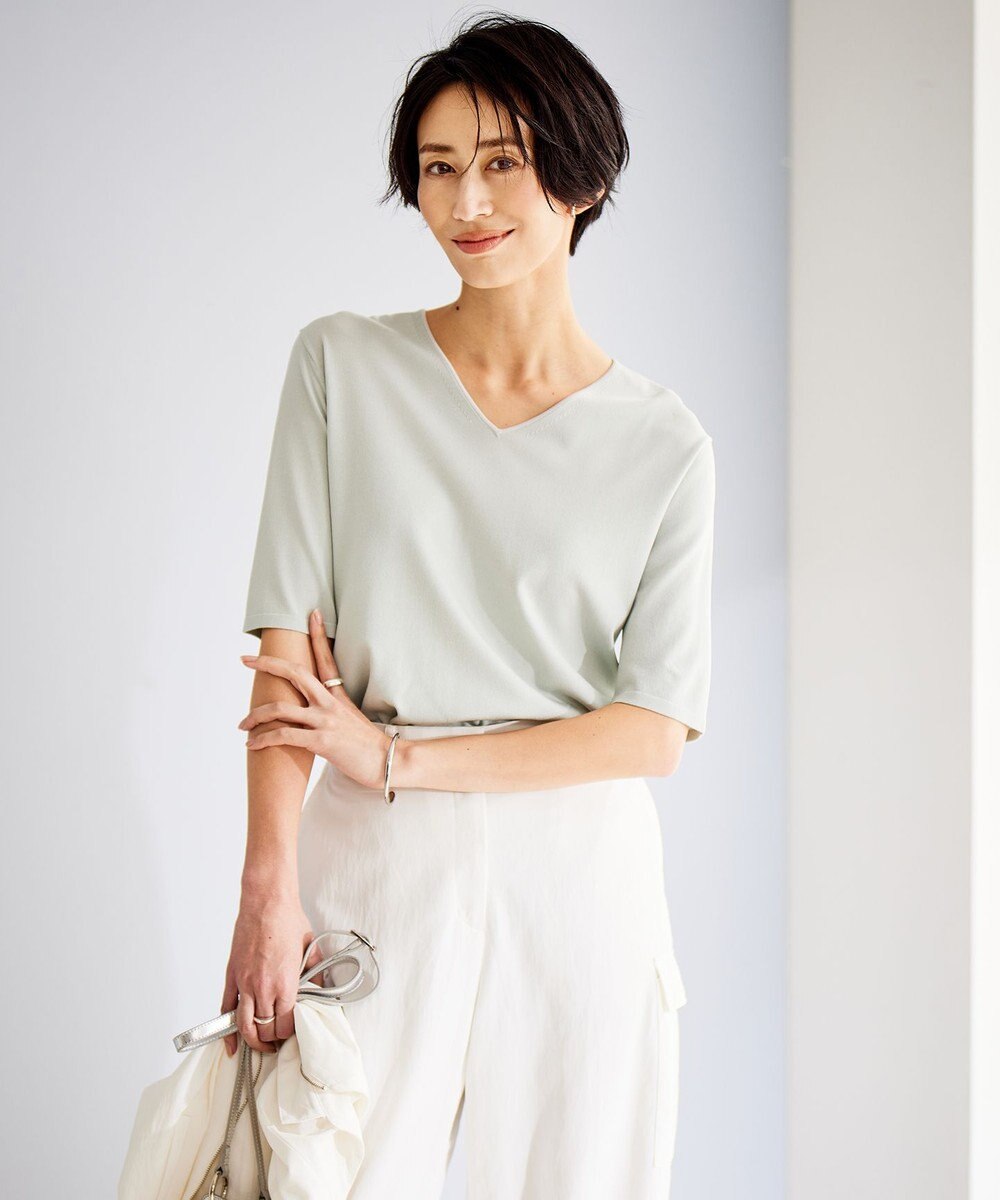 【WEB限定カラーあり・接触冷感・UVケア・洗える】 シンセティックハイゲージ 半袖ニット / ICB L | ファッション通販 【公式通販】オンワード・クローゼット